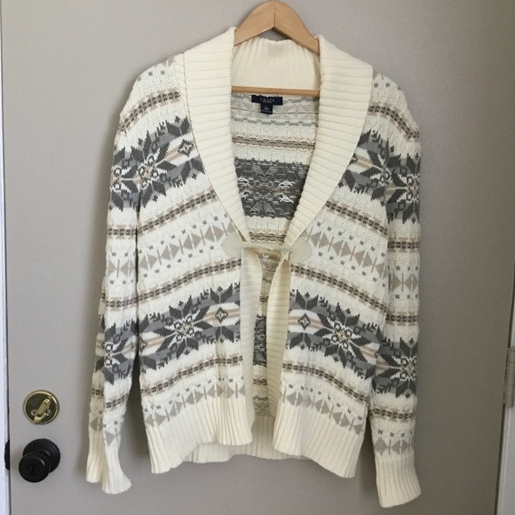 Chaps | Sweaters | Chaps Cream Cardigan With Shawl Collar And Toggle ...